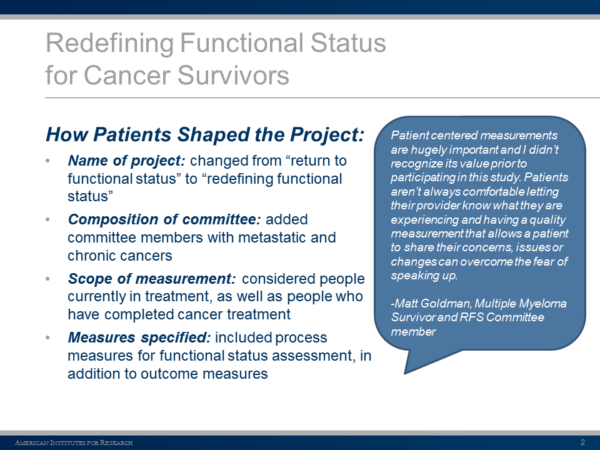 Redefining Functional Status (RFS) - Cancer Nation (Formerly NCCS)